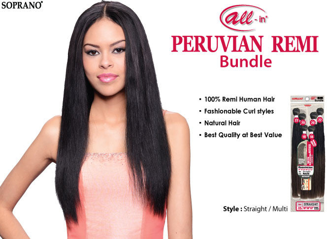 SOPRANO PERUVIAN REMI VIRGIN BUNDLE 100% HUMAN HAIR STRAIGHT STYLE (Mu ...